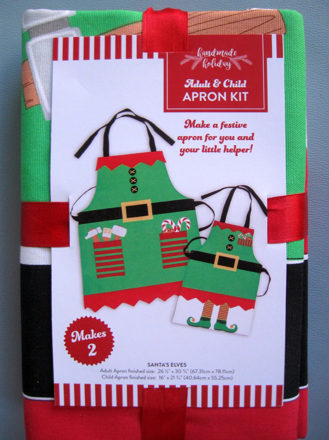 SANTA'S ELVES APRON Kit/ Makes 2 Elf Aprons one Adult & One Child ...