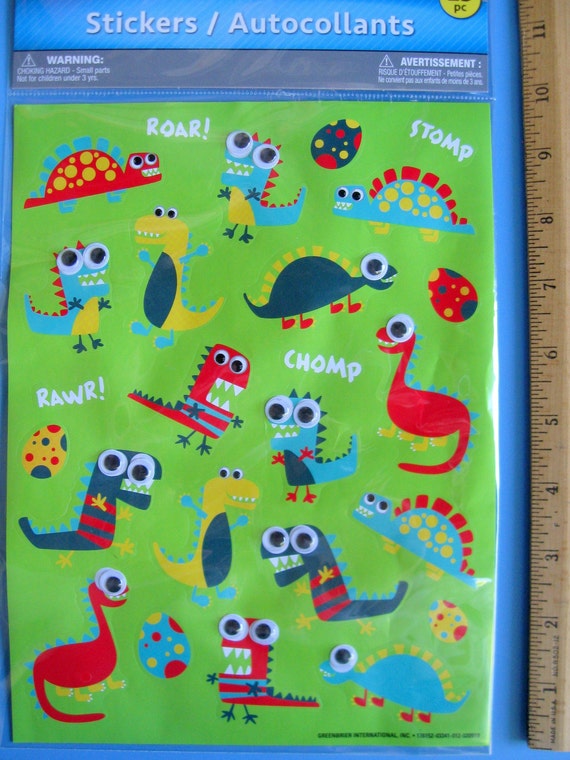 Googly Eye DINOSAUR Stickers set of 25/ Noisy Dinosaur Talk: - Etsy