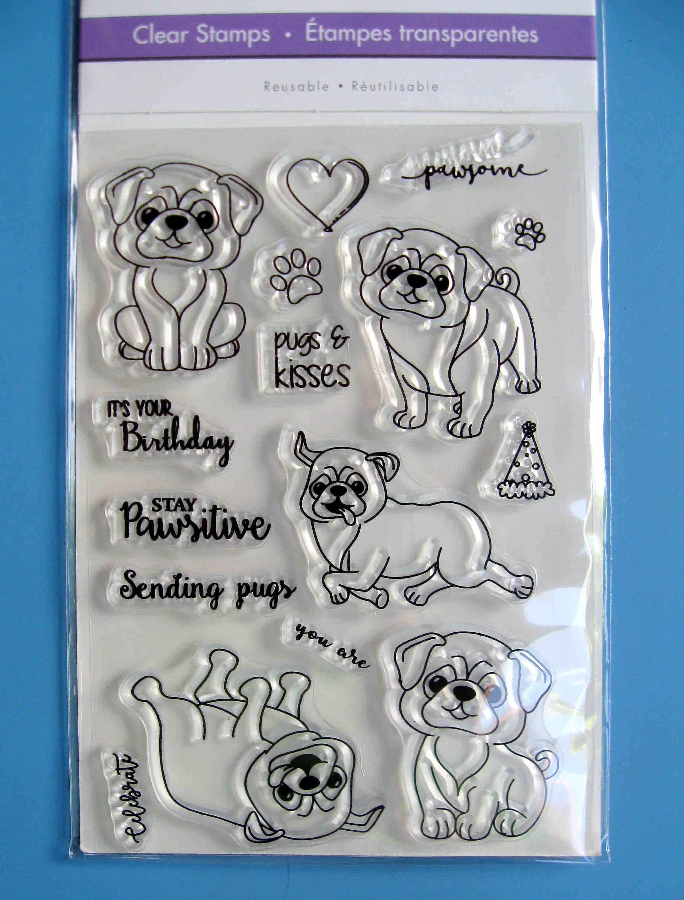 DOG STAMPS/ Pug Dog Clear Stamps/ Dog Stamps With Word - Etsy