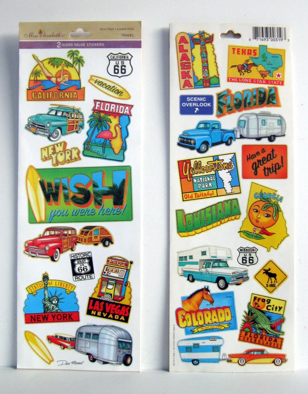 USA Road Trip Travel State Stickers/ State Stickers 2 Sided/ Retro ...