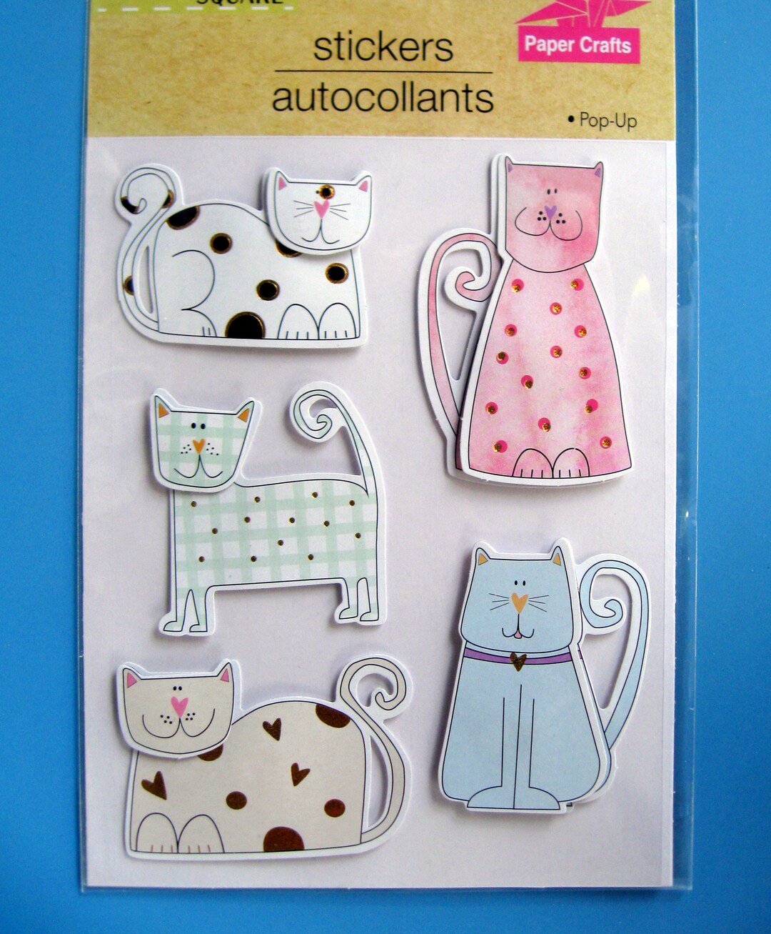 LARGE CAT STICKERS/ Pop-up Cat Stickers With Gold Foil Highlights ...