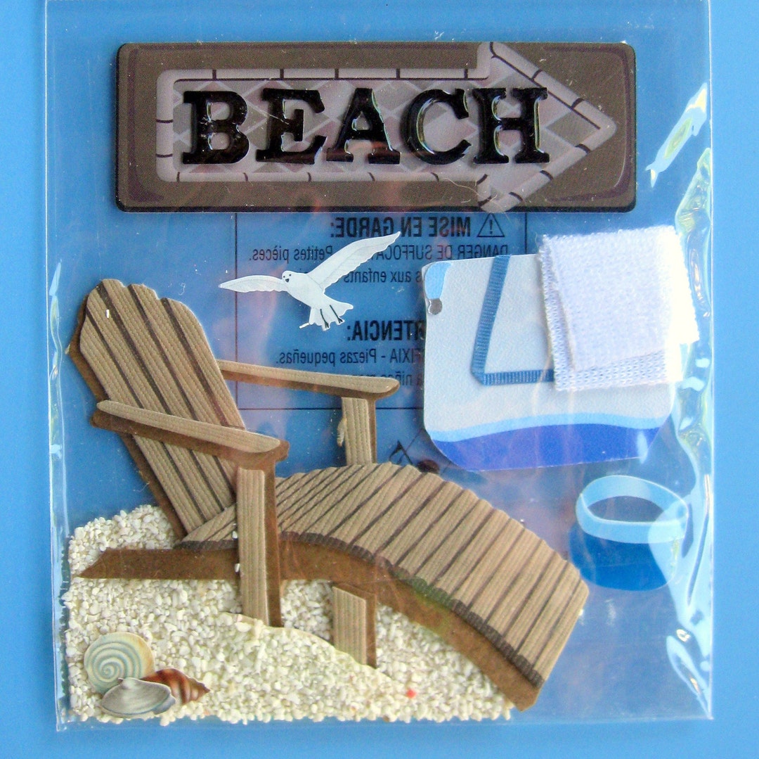 OCEAN BEACH Stickers/ Beach Chair Sticker Set/ 3D Textured Beach ...