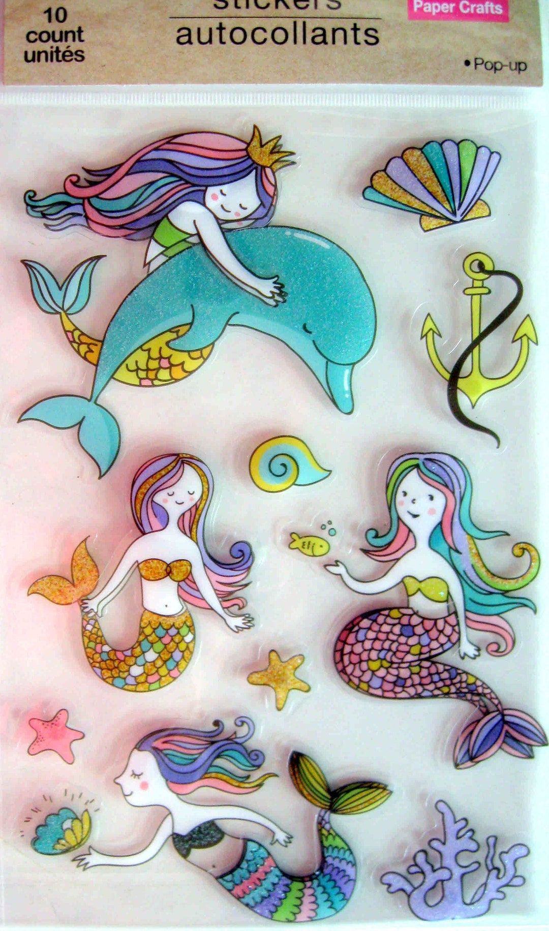 MERMAID STICKERS/ Glittery Mermaids Swimming With Dolphin - Etsy