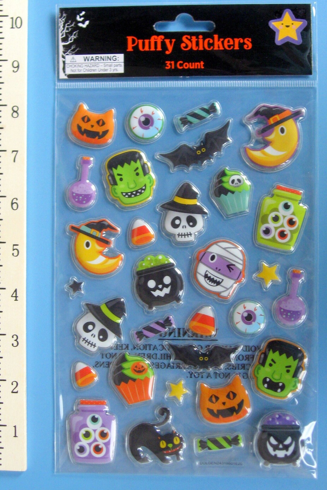 PUFFY HALLOWEEN STICKERS Spooky Faces Set of 31/ Halloween Puffy ...