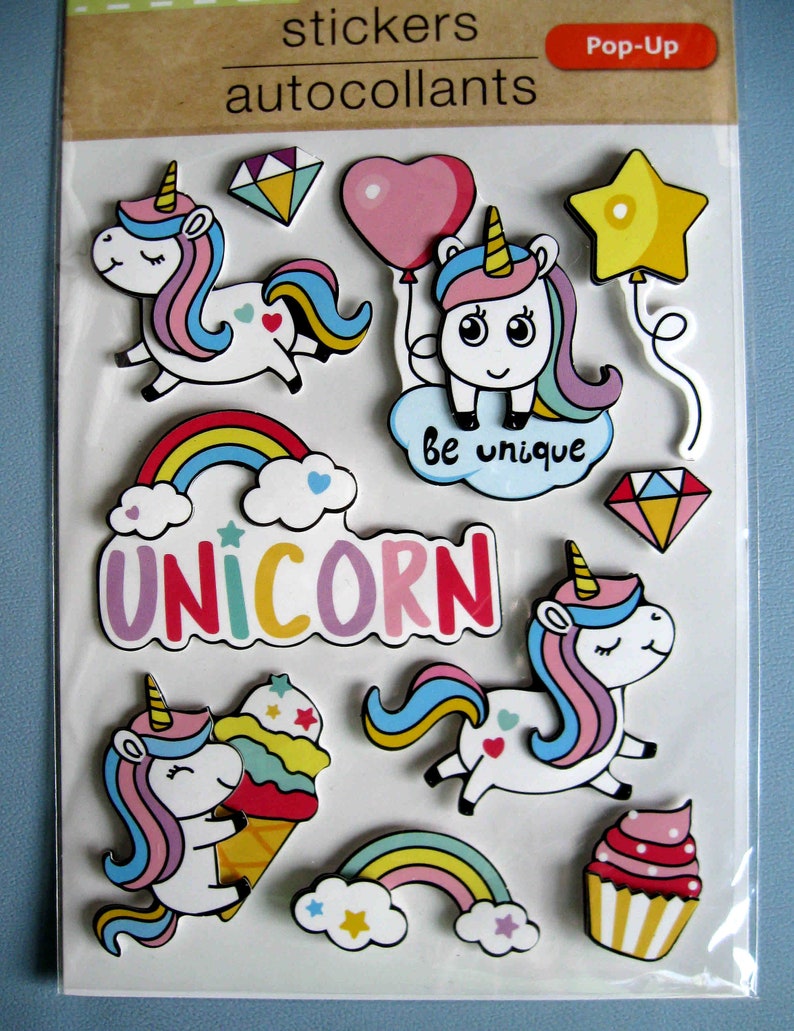 UNICORN STICKERS/ Pop-up Unicorn Stickers 10 Piece Set/ Happy - Etsy