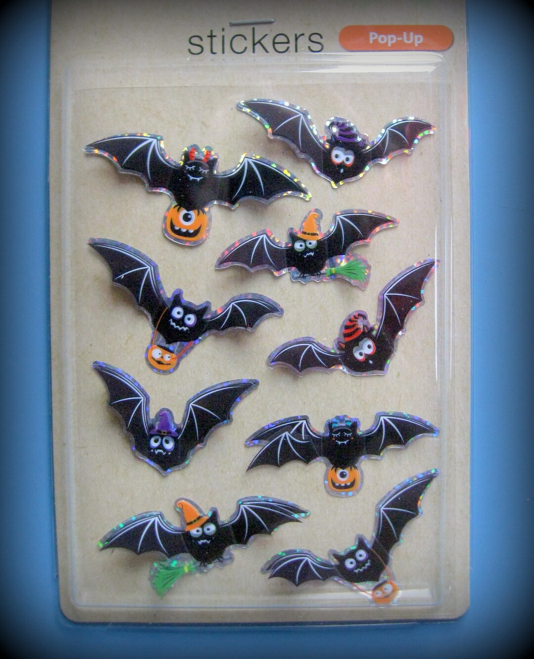 HALLOWEEN BAT STICKERS/ Pop-up Bat Stickers/ Holographic Silver Foil ...