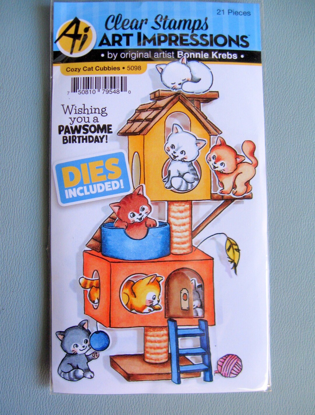 CAT Clear Stamps & Die Set/ Cats and Cat Post Clear Stamps With Dies ...