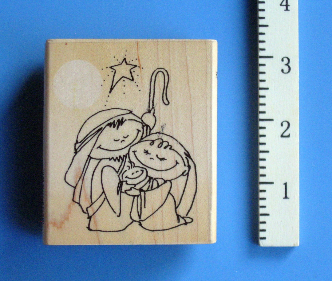 Blessed Family Wood Mounted Rubber Stamp/ Joseph, Mary & Baby Jesus ...
