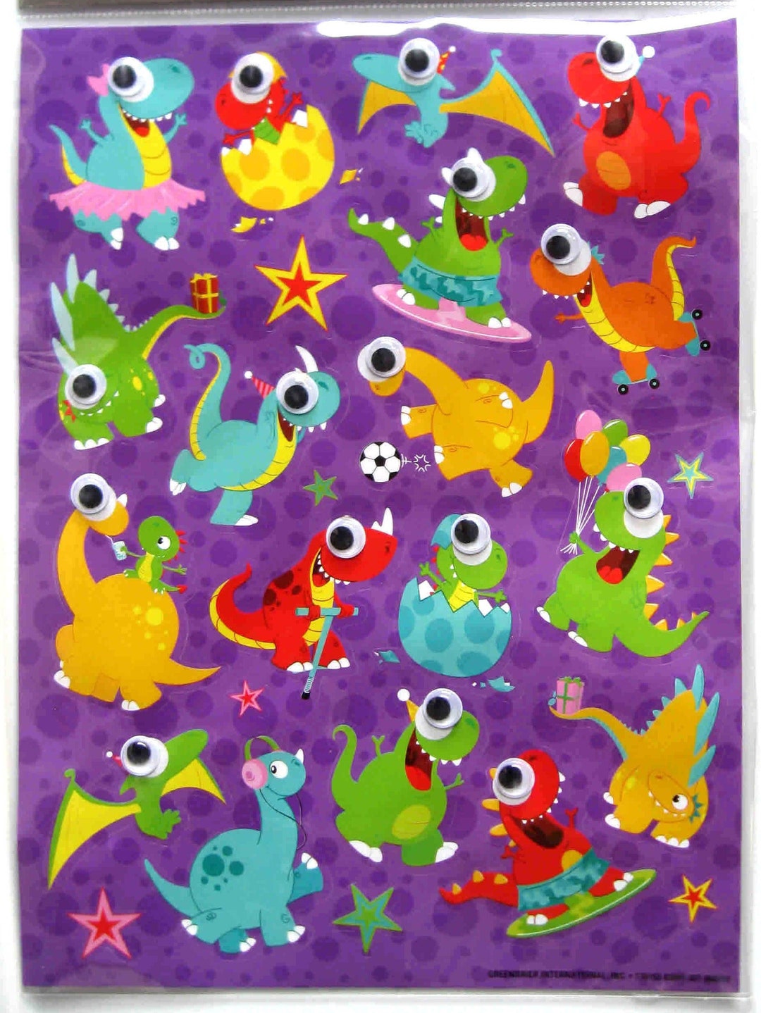 Googly Eye Dinosaur Stickers (wiggle Eyes)/ Kids' Dinosaur Stickers ...
