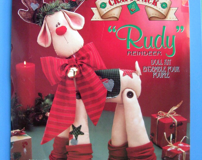 RUDY REINDEER Doll Kit Fabric Panel/ New Vintage Daisy Kingdom Reindeer ...
