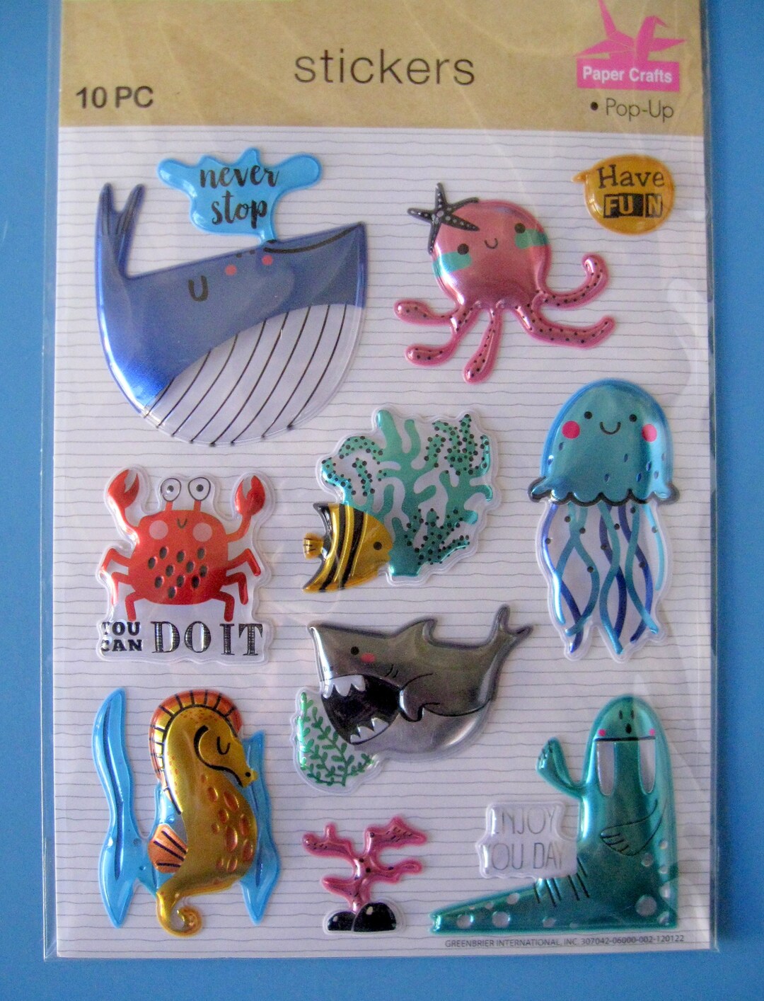 CUTE FISH STICKERS/ Metallic Pop-up Fish Stickers: Whale, Octopus ...