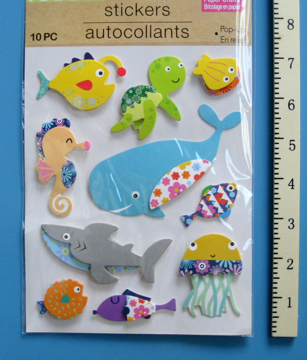 KIDS FISH STICKERS/ Ocean Fish Pop-up 3D Stickers/ Sea Life Stickers ...