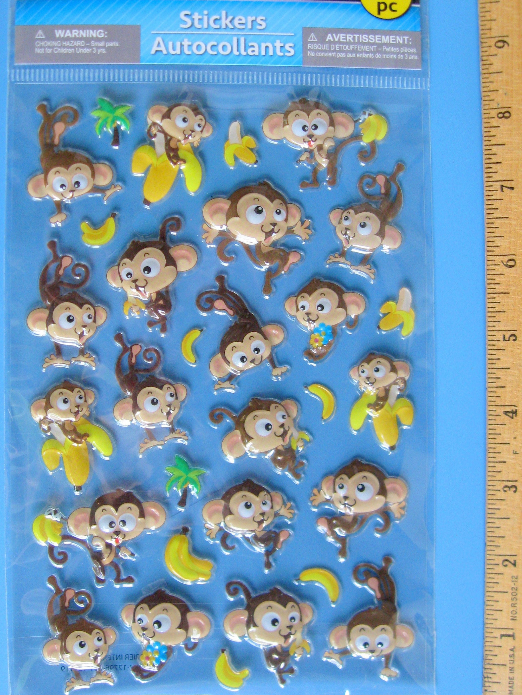 MONKEYS & BANANAS Kids' Craft Stickers/ Set of 30 Pop-up - Etsy