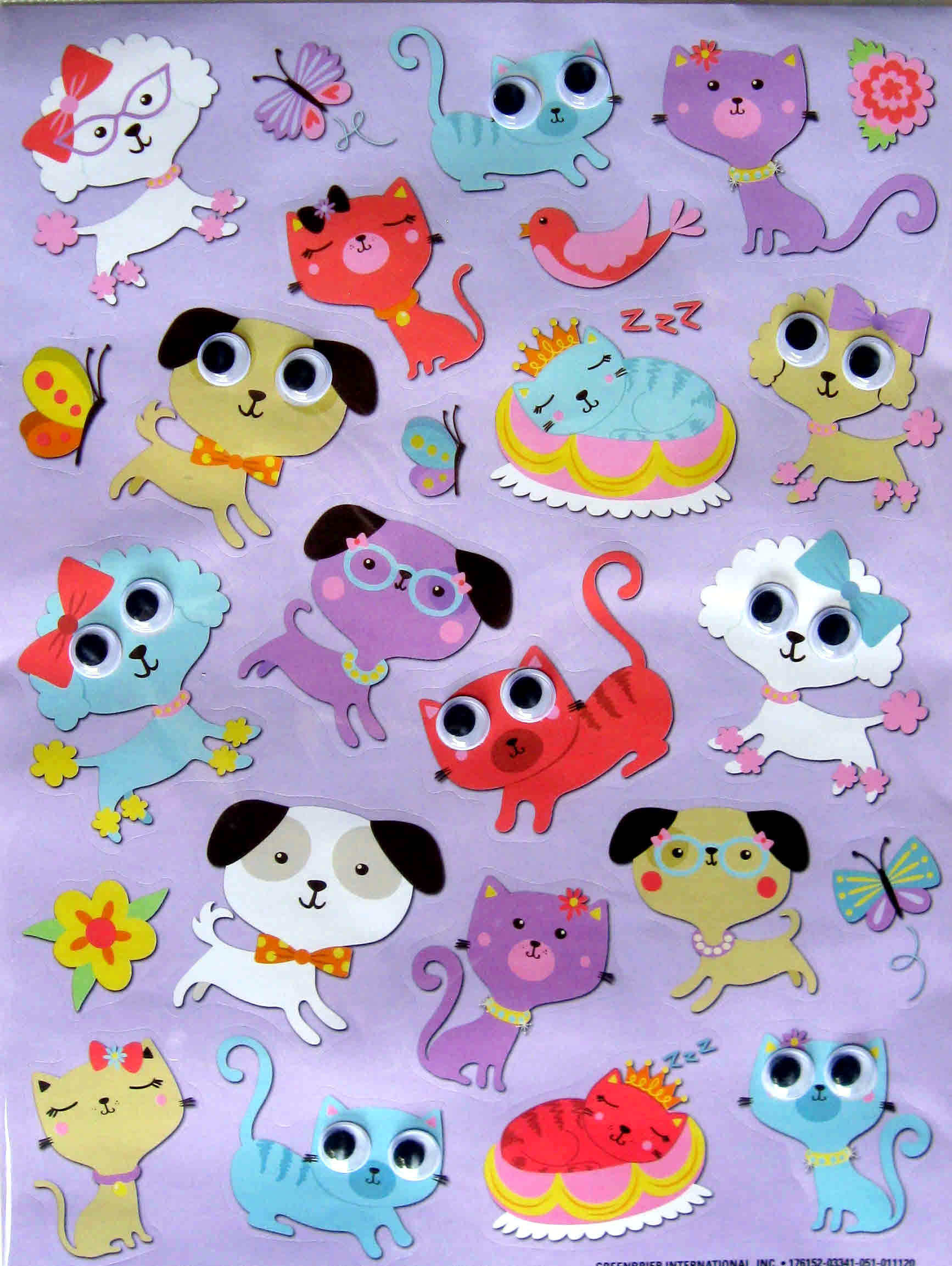 Googly Eye CAT & DOG Sticker Set 25 Pcs./ Cute Cat and Dog - Etsy