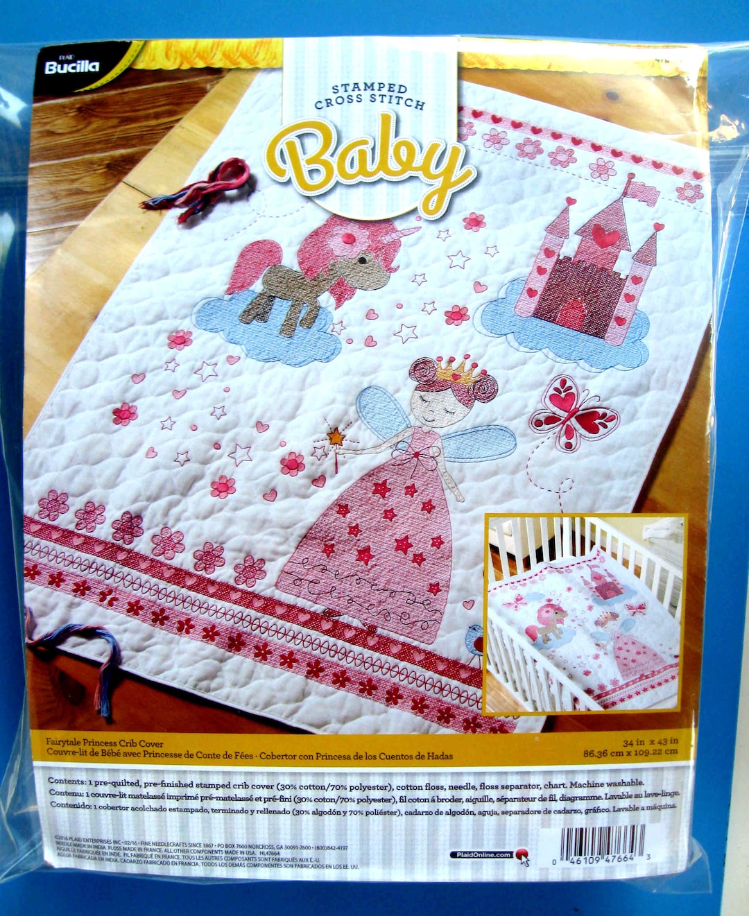 PINK PRINCESS Baby Quilt Kit/ Fairytale Princess Stamped Cross Stitch ...