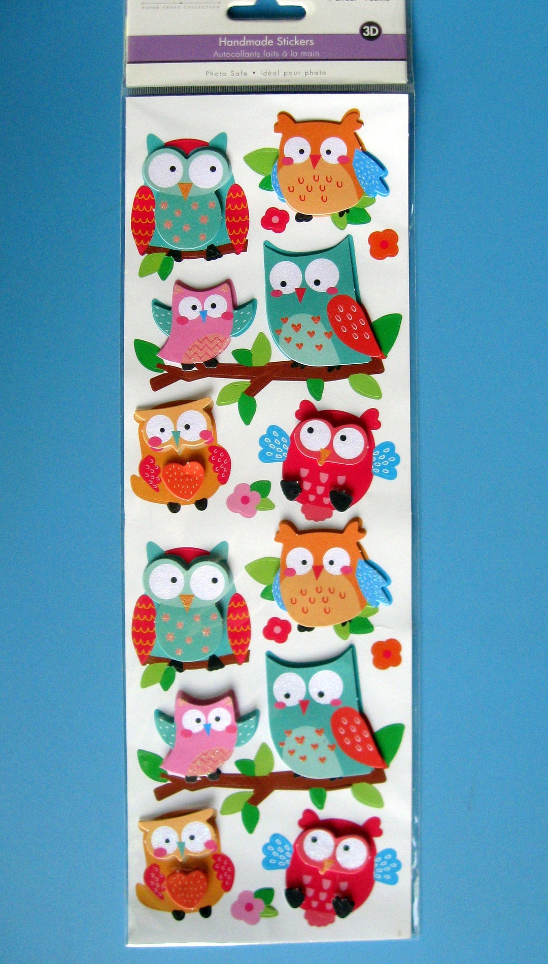 SPARKLY EYED OWLS Sticker Set/ 3D Owl Stickers With Big Glitter Eyes ...