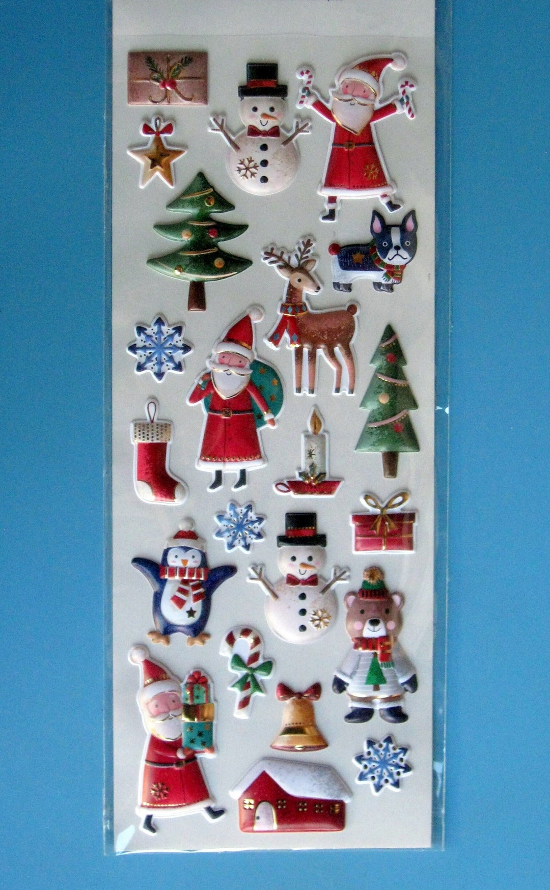 Christmas Stickers/ 3D Pop-up Christmas Sticker Set gold Foil ...
