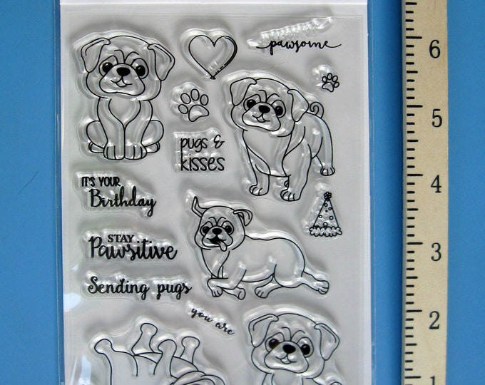 DOG STAMPS/ Pug Dog Clear Stamps/ Dog Stamps With Word Phrases/ Dog ...