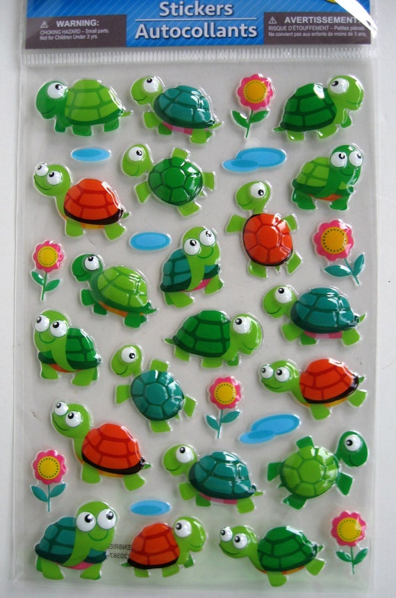 TURTLE STICKERS/ Pop-up Turtle Sticker Set/ Puffy Turtle - Etsy