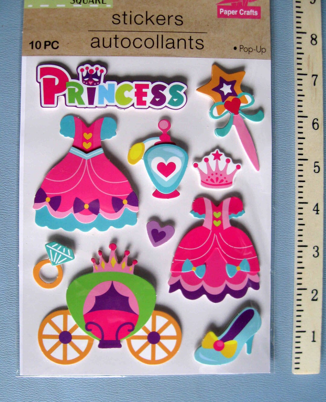 PRINCESS 3D Pop-up Stickers/ Pink Princess Dress Stickers/ Princes Gown ...
