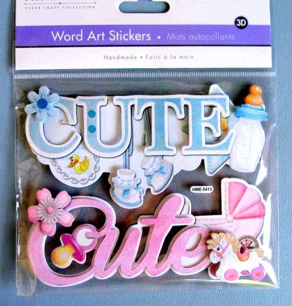 CUTE BABY Word Stickers/ pink & Blue CUTE 3D - Etsy