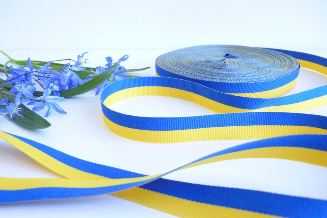 Ukrainian National Flag Ribbon 15mm / 0.59 in Wide / Blue Yellow Flag ...