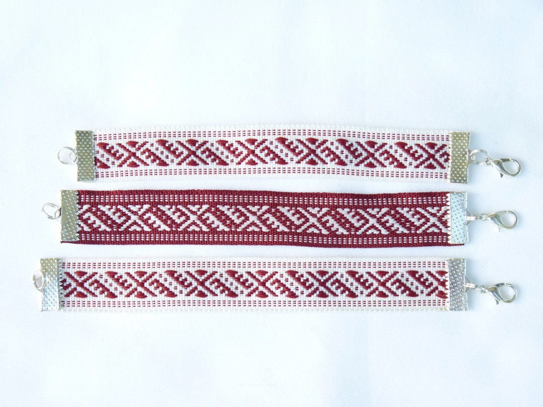 Bracelet With Latvian Folkloric Design / "zalktis" and "usins"/ "grass ...