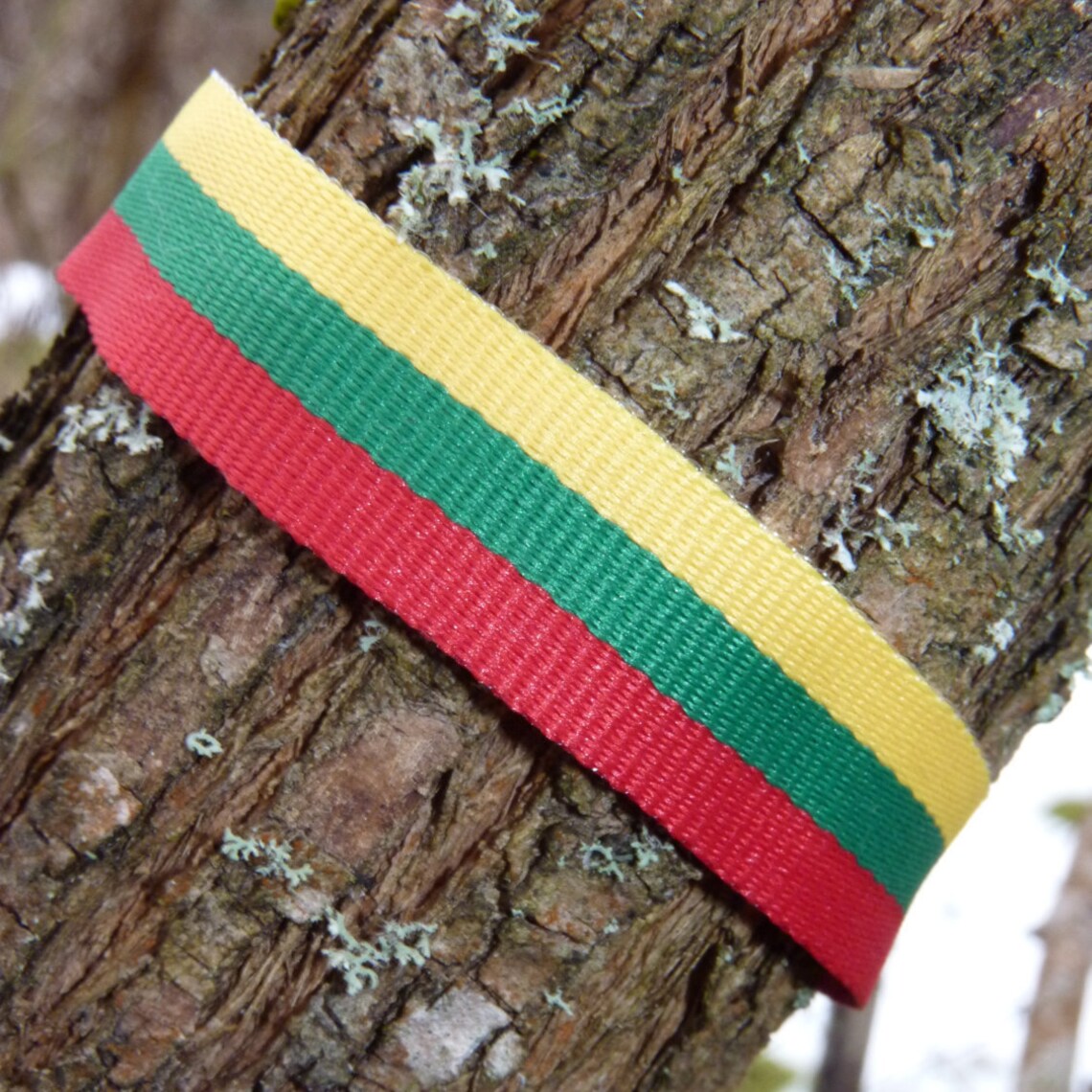 Lithuanian Flag Bracelet Yellow Green Red Striped. Fabric Ribbon From ...