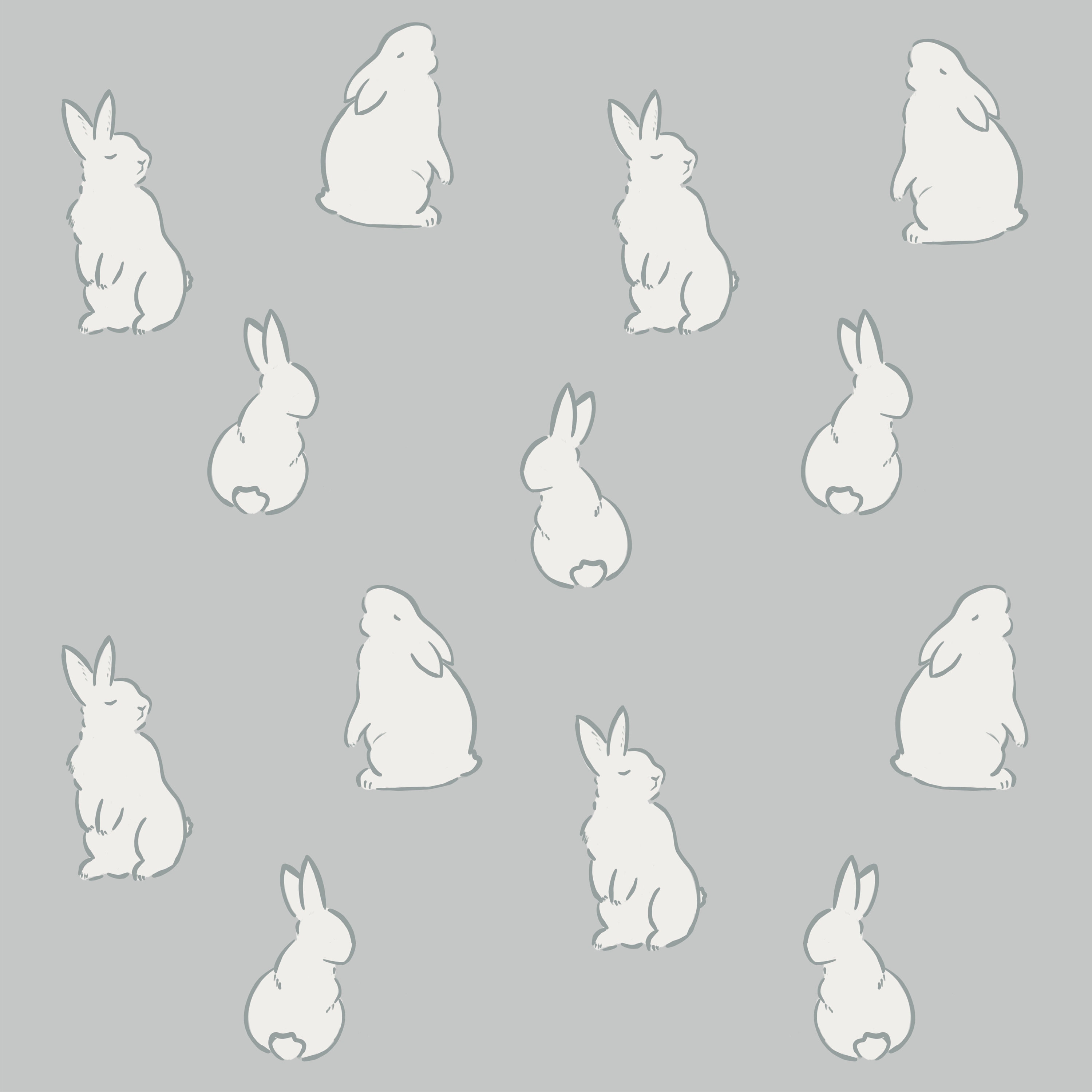 Soft Grey Bunny Rabbit Peel and Stick Wallpaper for Nursery or - Etsy