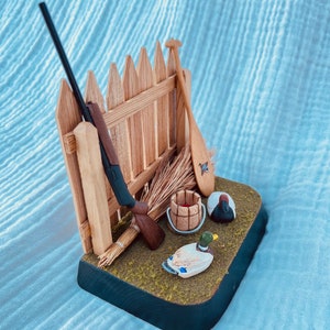 Miniature Picket Fence Scene With Shotgun, Paddle, and Decoys - Etsy
