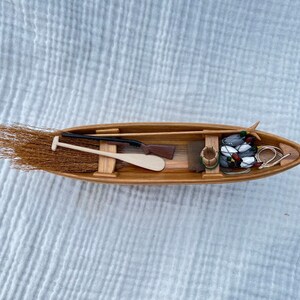 Cypress Dugout Canoe With Shotgun, Duck Decoys, Paddle, and Push Pole ...