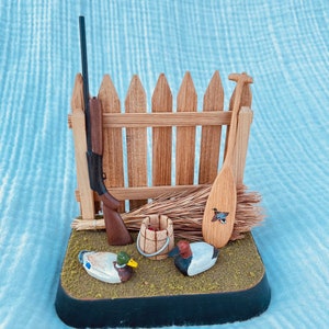 Miniature Picket Fence Scene With Shotgun, Paddle, and Decoys - Etsy