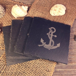 Laser Etched Natural Slate Nautical Coasters Set of 4 - Etsy Canada
