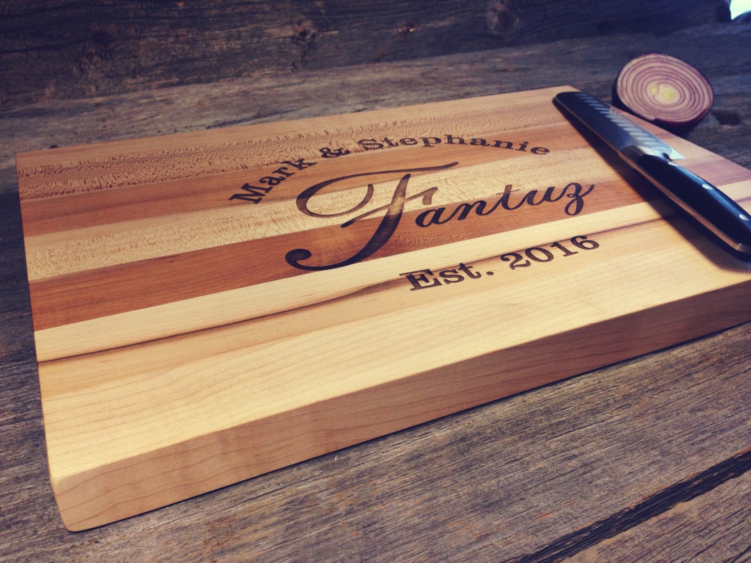 Personalized Maple Canuck Cutting Board Laser Engraved With Names and ...