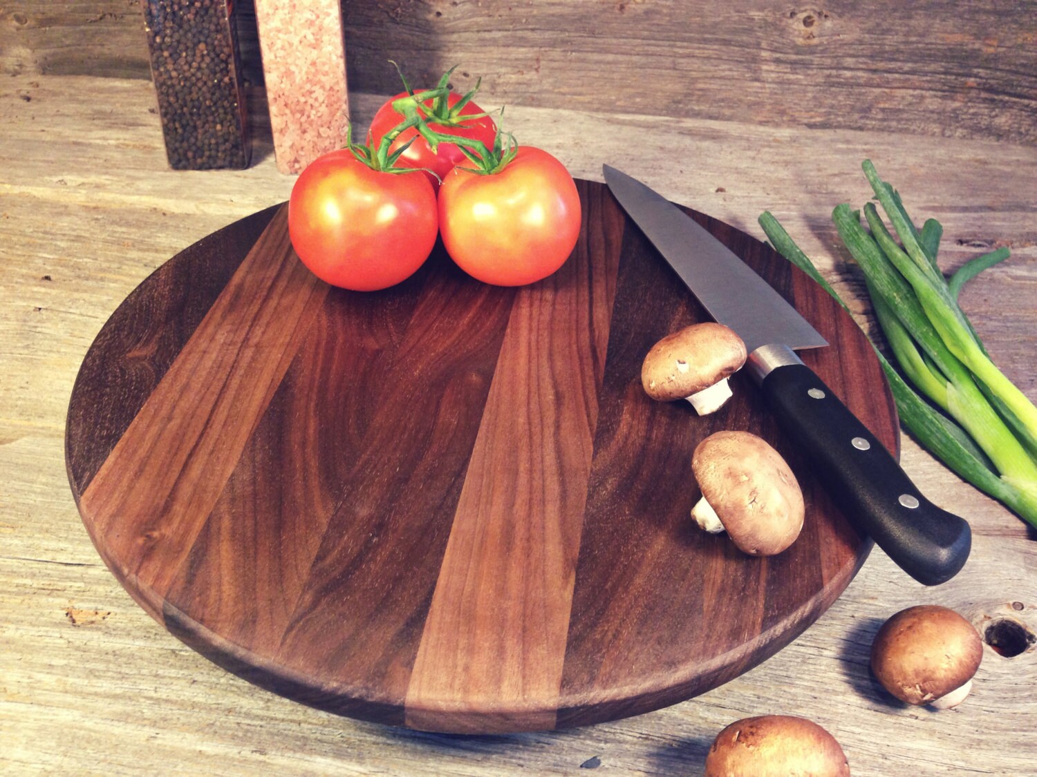 Butcher Block Style Walnut Lazy Susan - Etsy Canada