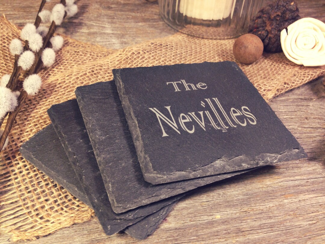 Slate Coasters W/the Family Name - Laser Etched - Etsy Canada