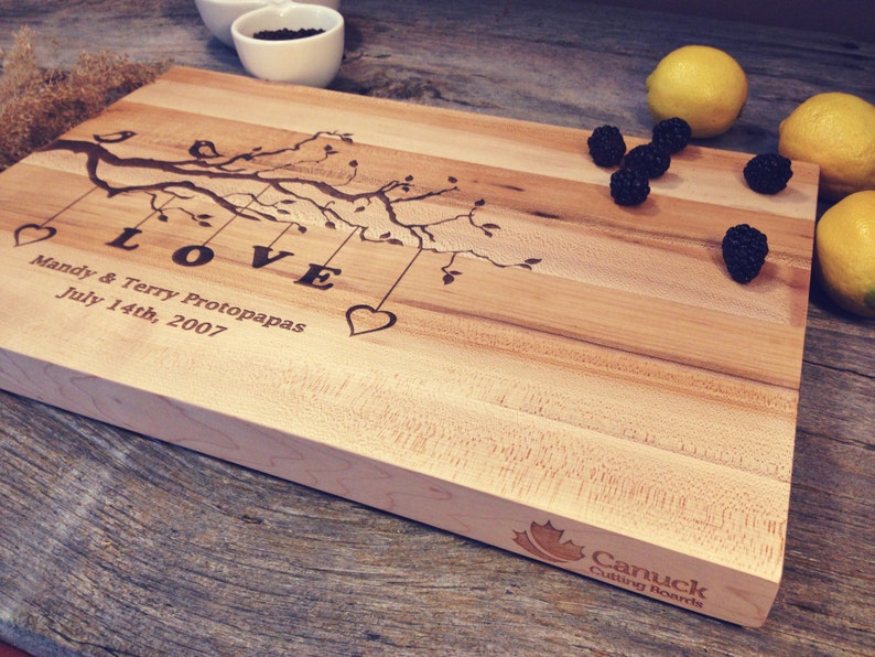 Personalized Maple Canuck Cutting Board Laser Engraved With Love Birds ...