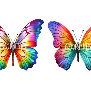 Rainbow Butterflies Clipart - Cartoon Butterfly - Transparent PNG - Set ...