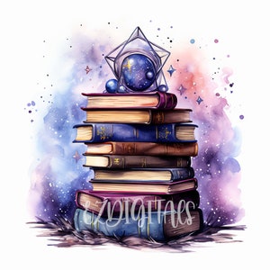 Watercolour Galaxy Book Set Printable - Fantasy Book Stack Printables ...