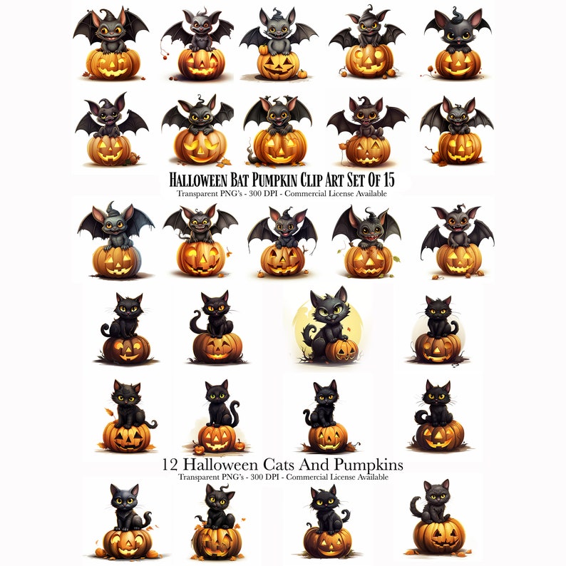 Enchanting Halloween Clip Art Bundle Featuring Witches, Black Cats, and ...