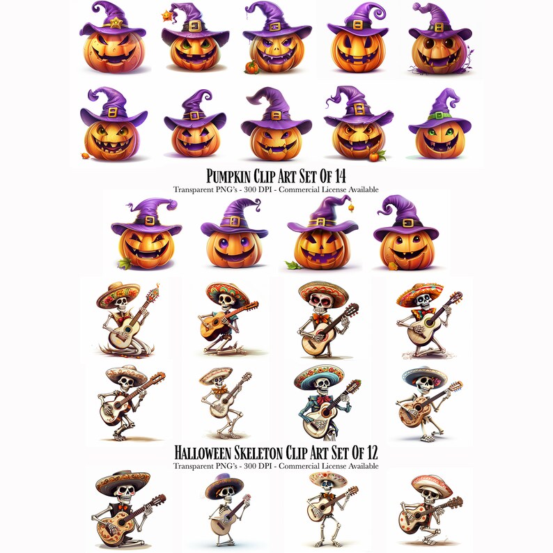 Enchanting Halloween Clip Art Bundle Featuring Witches, Black Cats, and ...