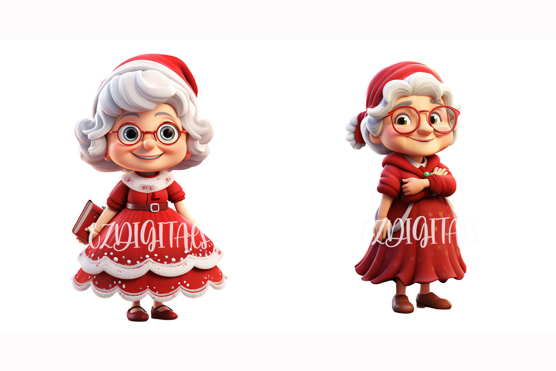 Christmas Mrs. Clause Clip Art Collection - 12 Transparent Pngs With ...