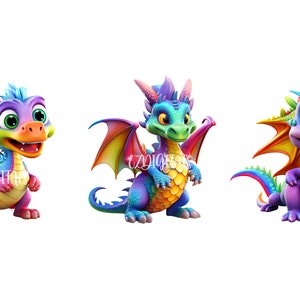 Rainbow Dragon Clipart - Set of 20 Premium Clipart Files for Digital ...