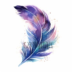 Watercolour Galaxy Feather Printable - Fantasy Feather Printables - 12 ...