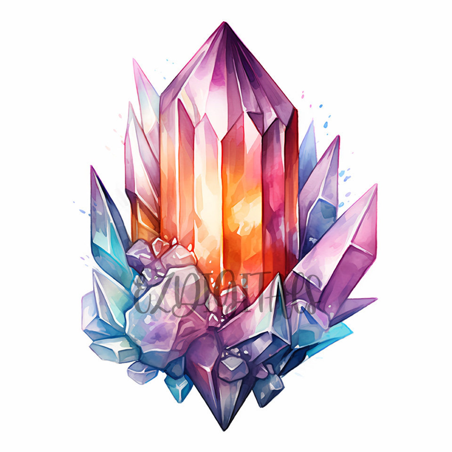 Watercolour Galaxy Crystals Printable - Set of 8 Unique & Enchanting ...