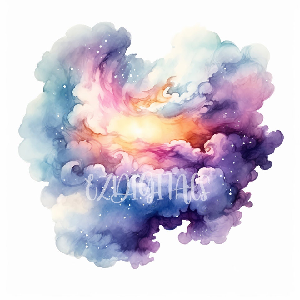Watercolour Galaxy Clouds Printable Fantasy Clouds Printables 8 High ...