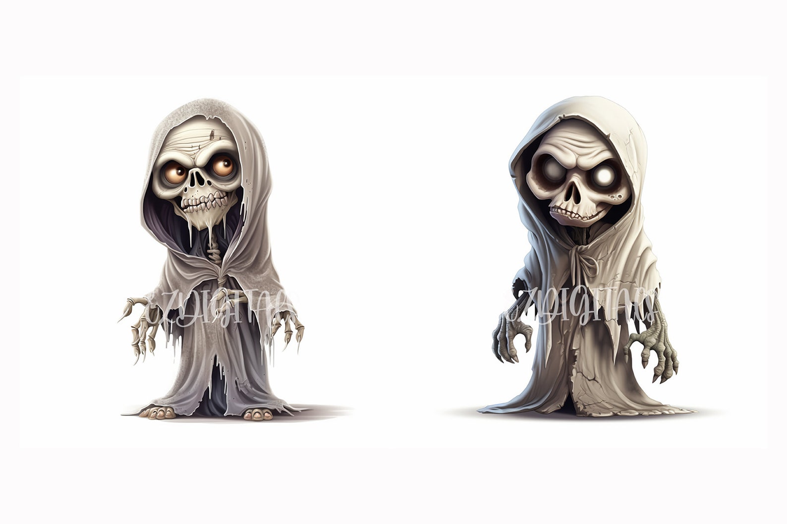 Scary Ghoul Halloween Clipart Pack - 15 Spooky Pngs - Transparent ...