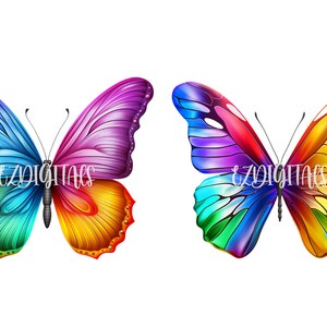 Rainbow Butterflies Clipart - Cartoon Butterfly - Transparent PNG - Set ...