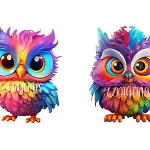 Rainbow Owl Clipart - Cartoon Owls - Transparent PNG - Set of 20 ...