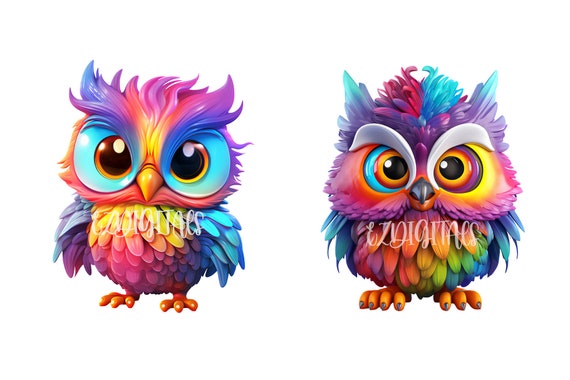 Animated Colourful Owls